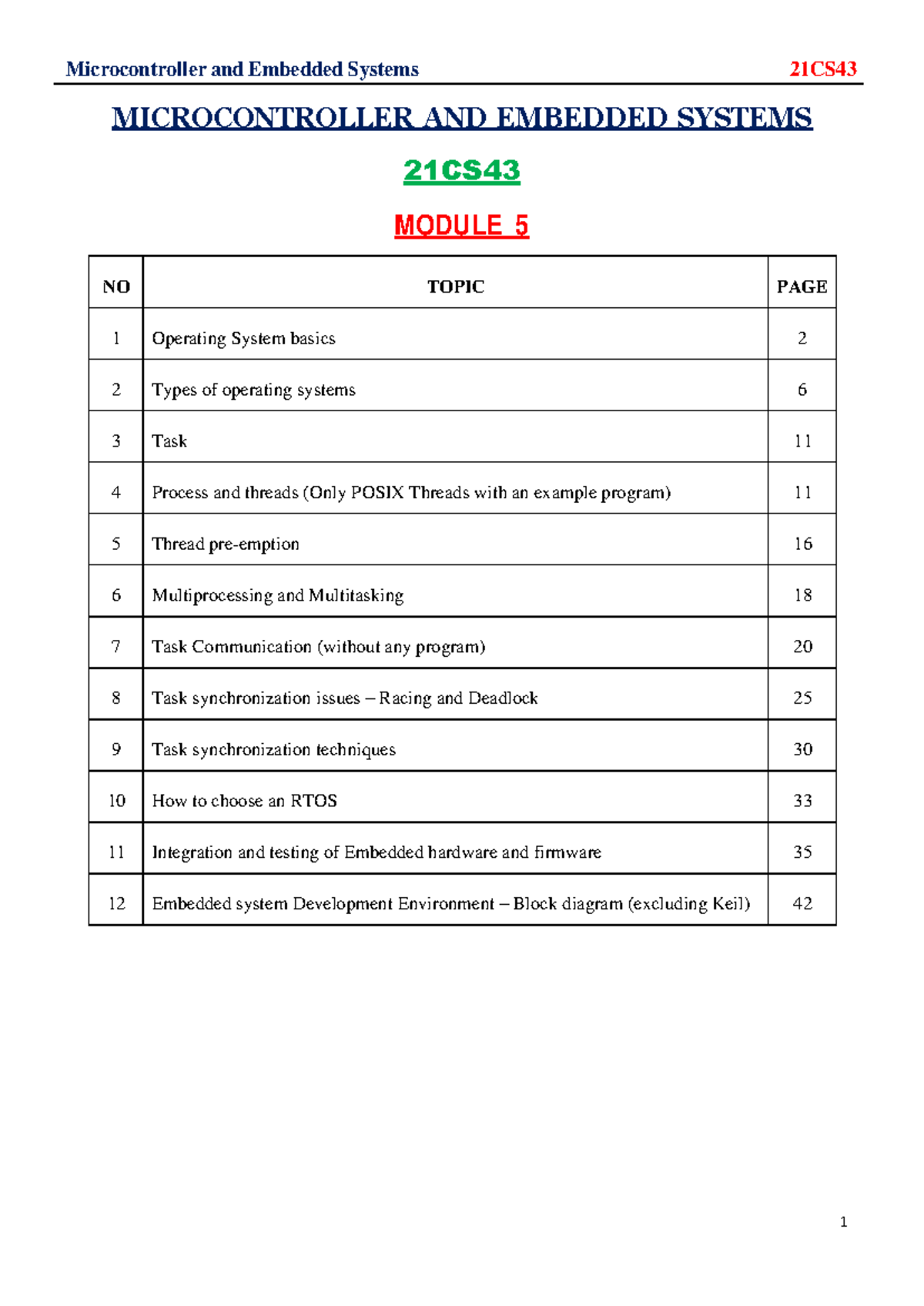 21CS43 MCES Notes on Operating Systems - Module 5 Summary - Studocu