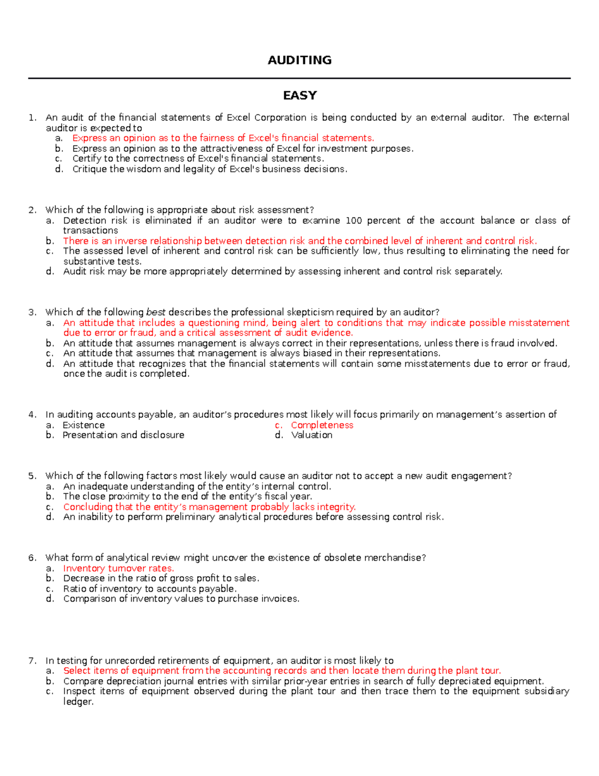Auditing Material 1: Key Concepts and Exam Preparation Notes - Studocu