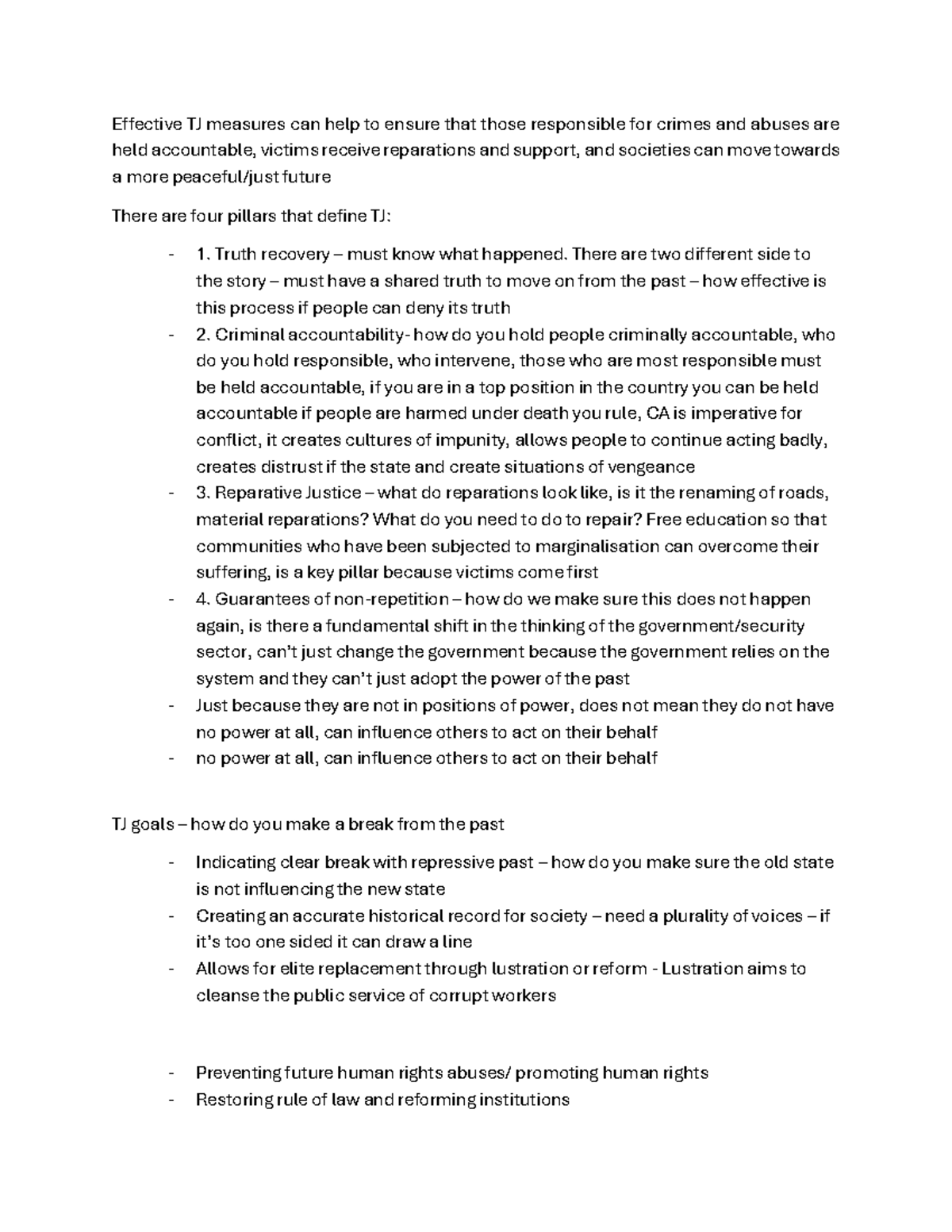 Transitional Justice (TJ) Essay Planning: Key Pillars and Mechanisms ...