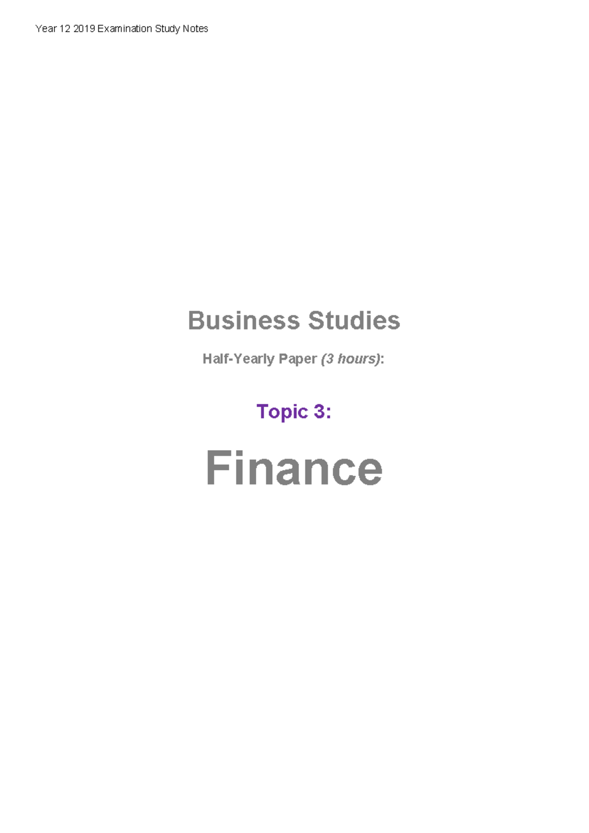 Year 12 2019 Business Studies Exam Study Notes - Studocu