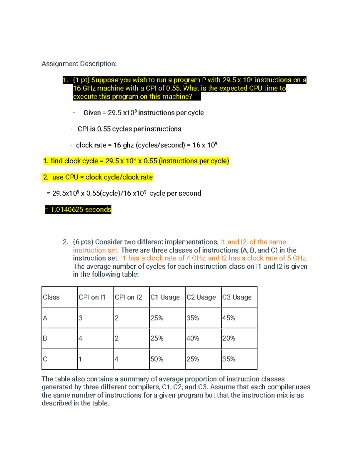 CSE230-F21 - HW9 Practice Problems on CPU CPI Calculations - Studocu