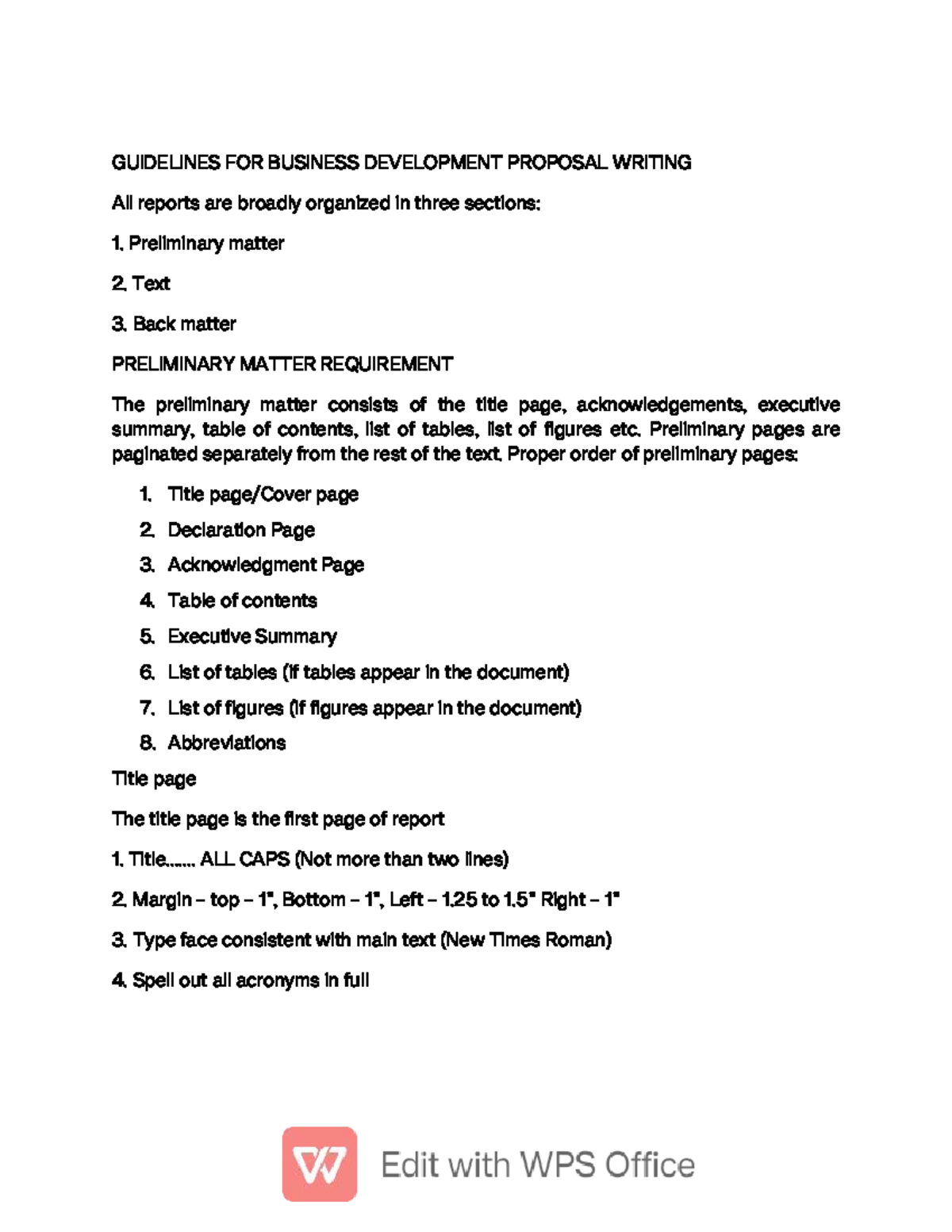Business Plan Guidelines for Proposal Writing - Studocu