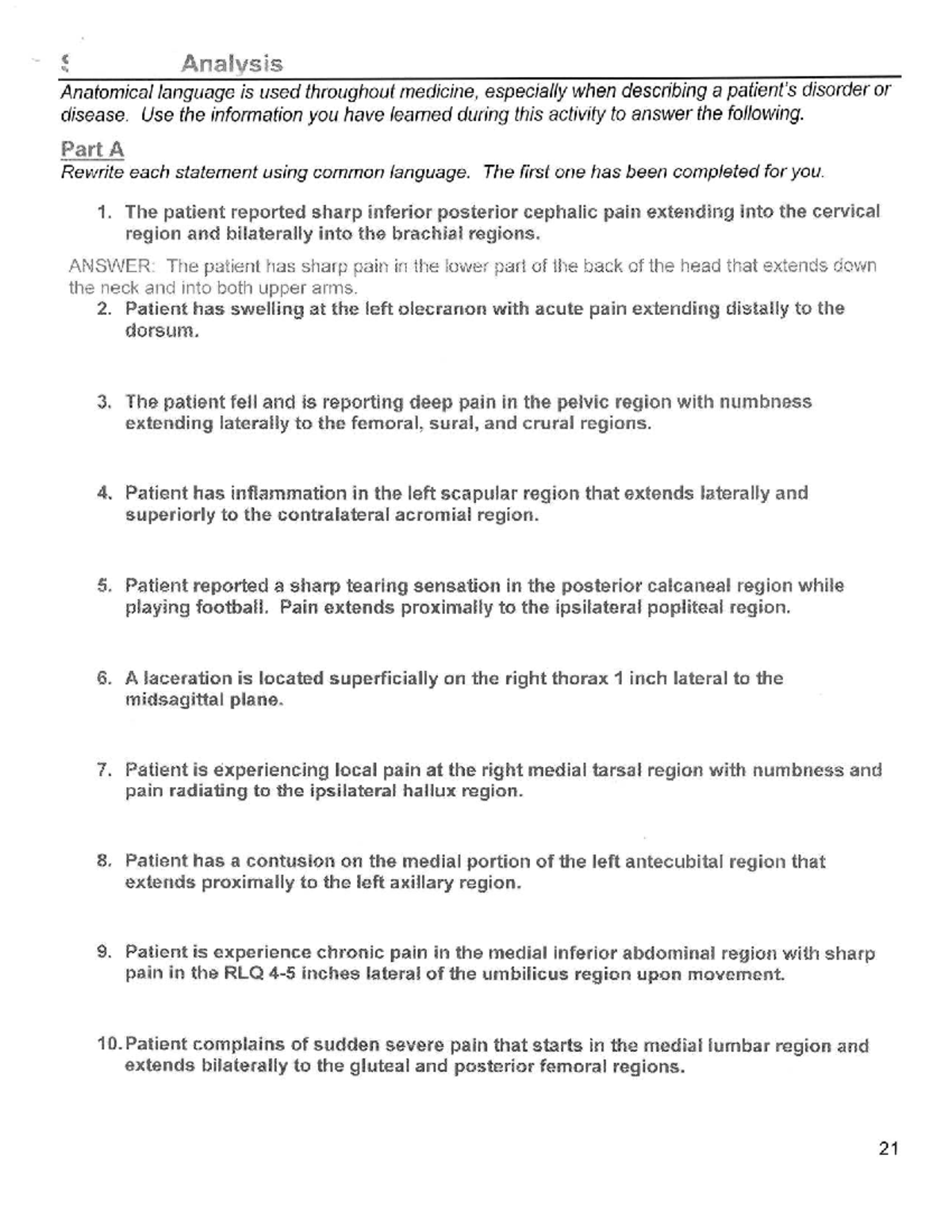 Patient Analysis: Common & Medical Language Translation - Studocu