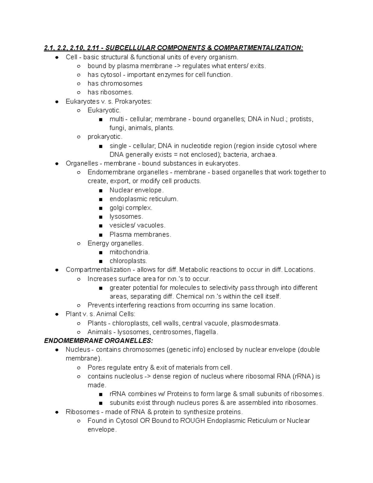 AP Bio - Unit 2: Cell Structure & Function Overview - Studocu