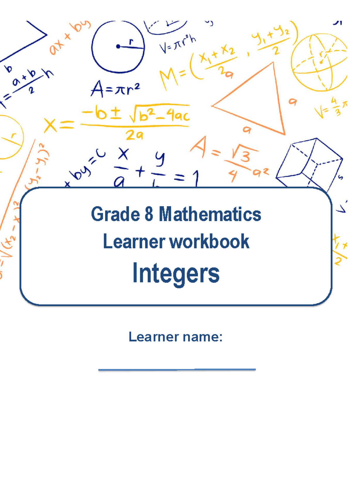 Grade 8 Math Workbook: Integers Lesson Activities - Studocu
