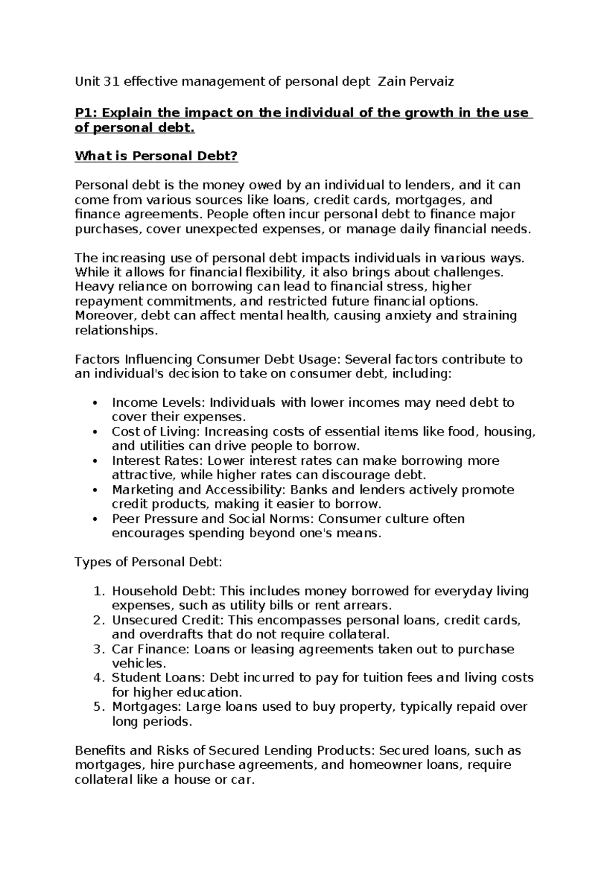 Unit 31: Effective Management of Personal Debt and Its Societal Impact ...