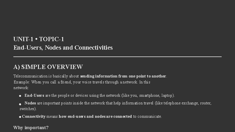 Telecommunication Basics: Nodes, Routing, and Busy Hour Analysis (U1 ...