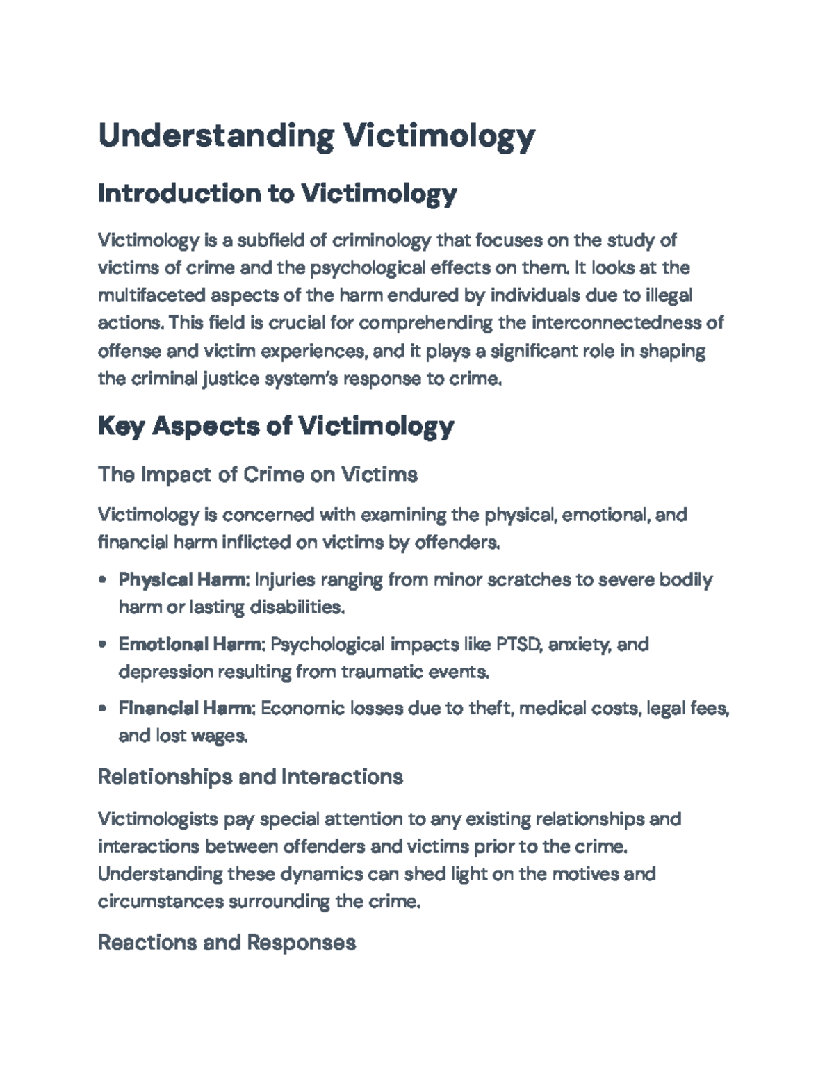Victimology: Understanding Effects and Responses in Criminal Justice ...