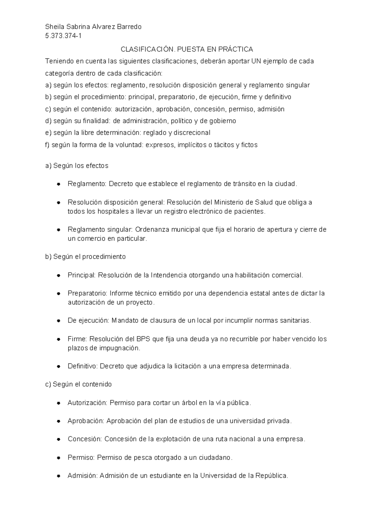 ClasificacióN - FDER, FACULTAD DE DERECHO URUGUAY - CASOS ...