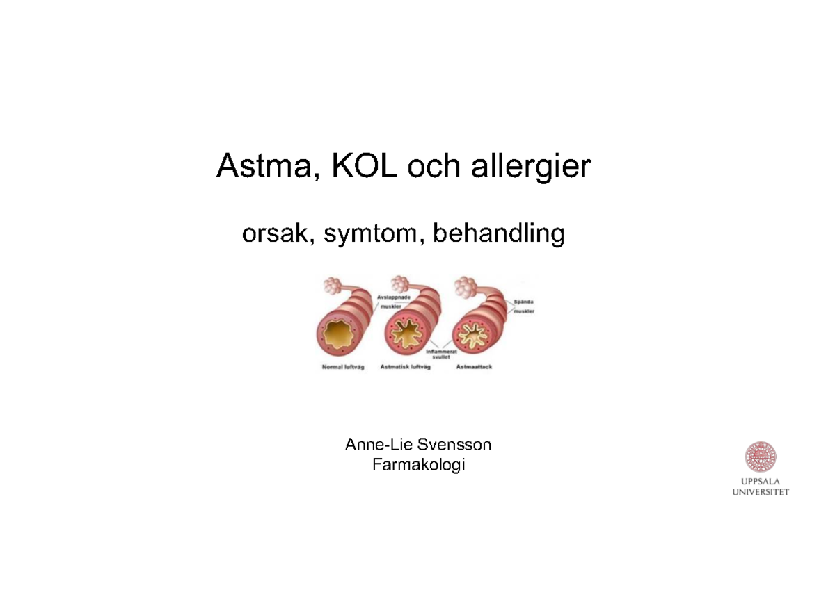 Astma, KOL och Allergier: Behandling och Läkemedel R3 HT25 - Studocu