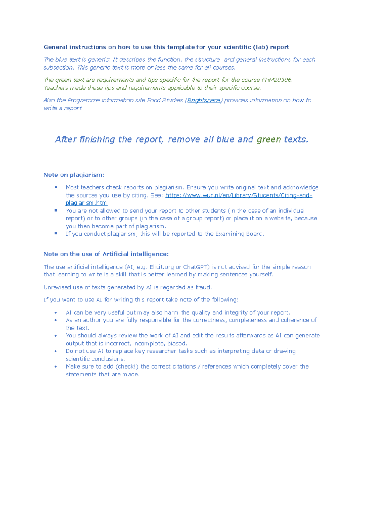 Template for Scientific Reports in Food Technology FHM20306 2024 ...