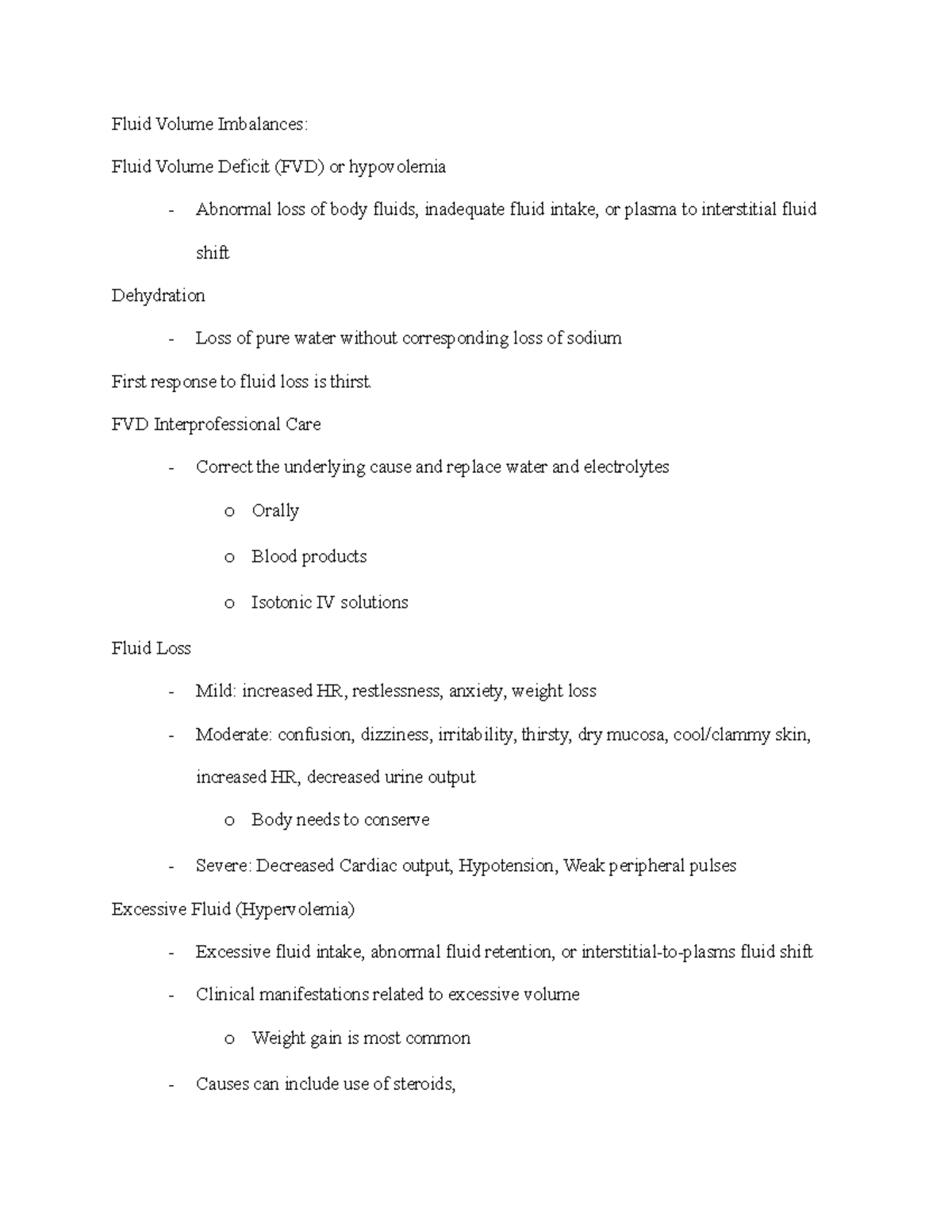 Fluid Volume Imbalances - Fluid Volume Imbalances: Fluid Volume Deficit ...