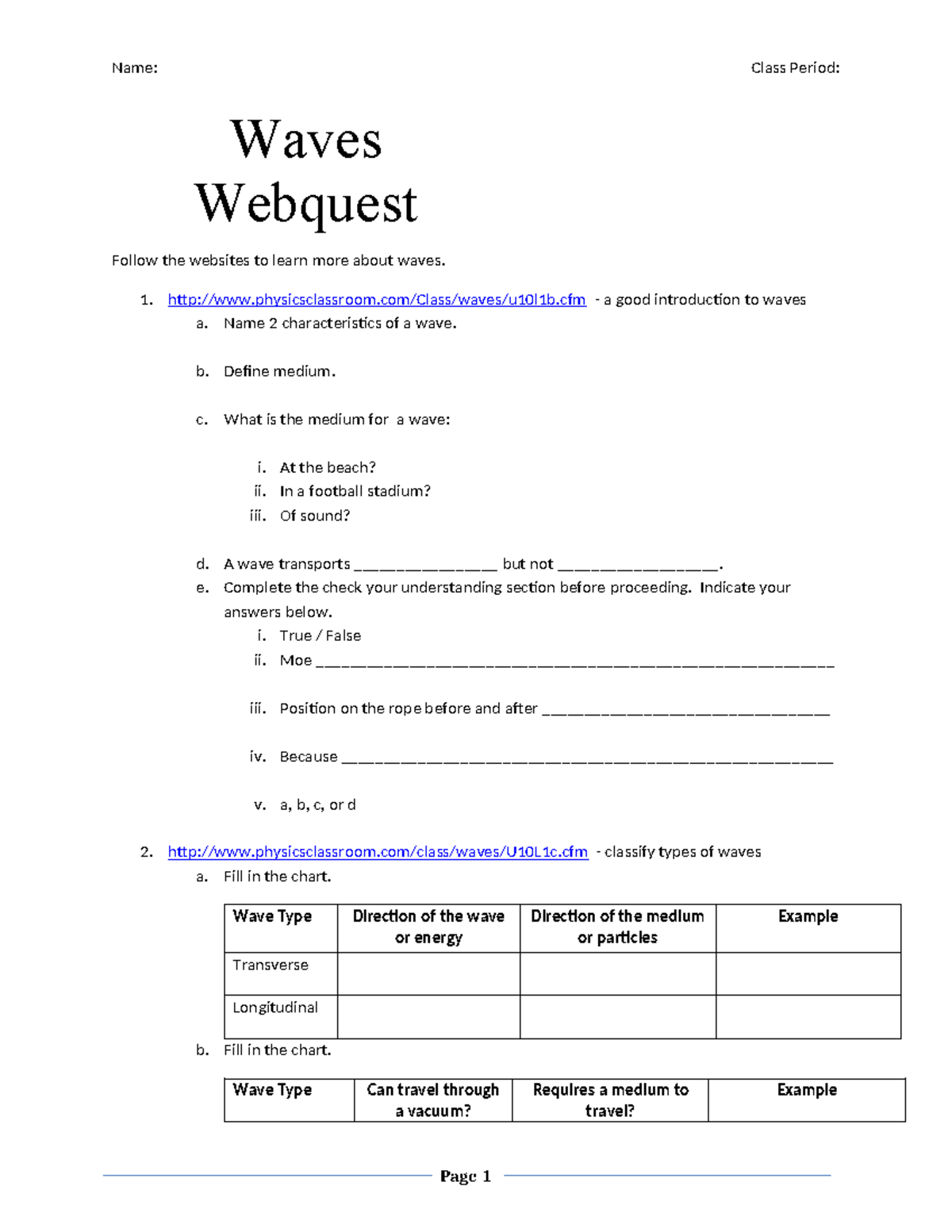 Waves Webquest - Comprehensive Answers and Concepts - Studocu