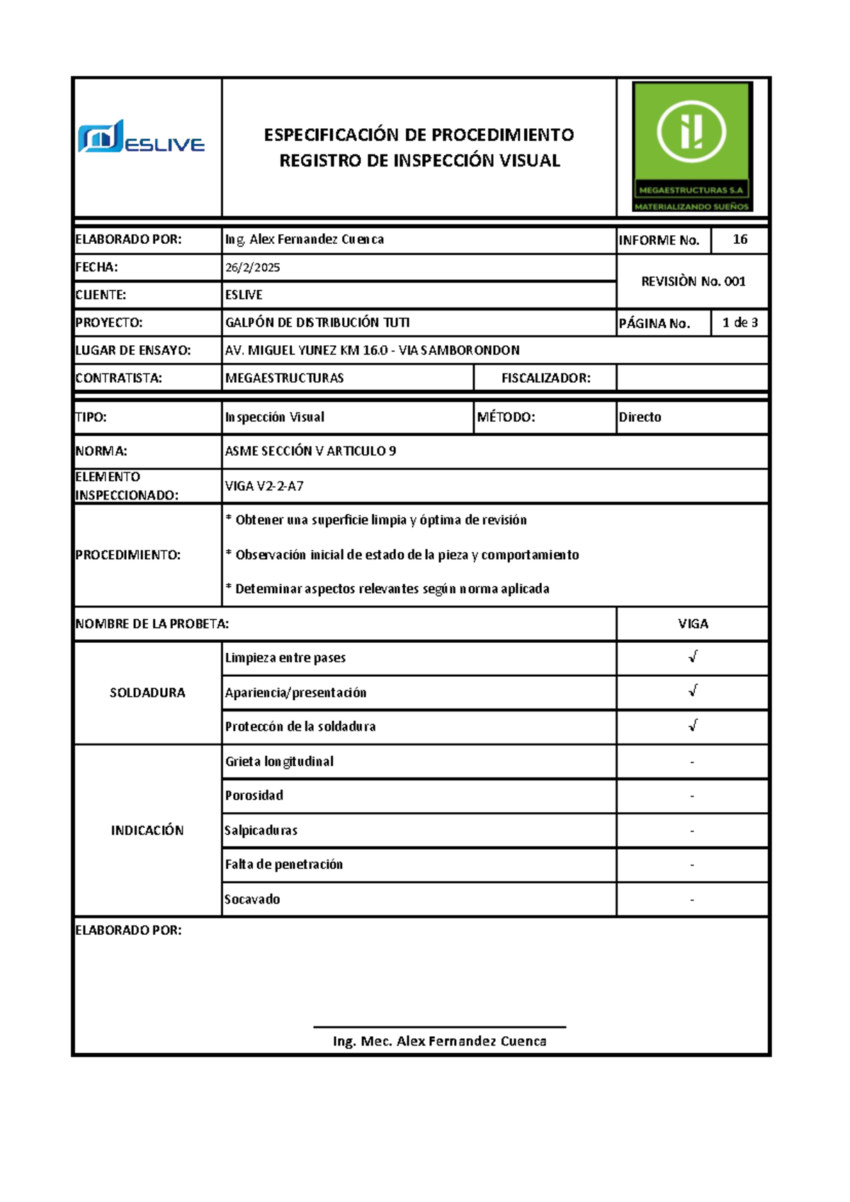 VT V2-2-A7 #16 - Informe de Inspección Visual y Líquidos Penetrantes ...