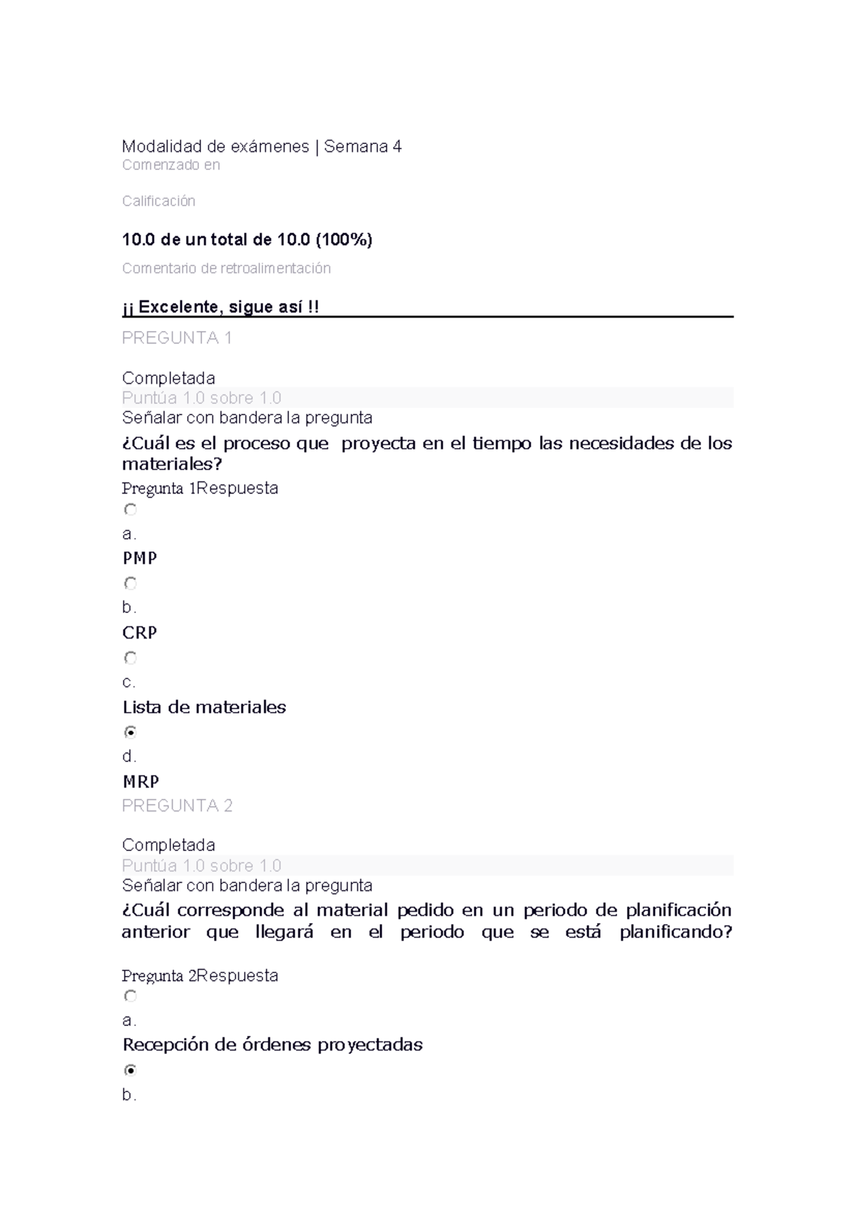 Examen semana 3y4 Optimización de Operaciones - Modalidad de exámenes | Semana 4 Comenzado en ...