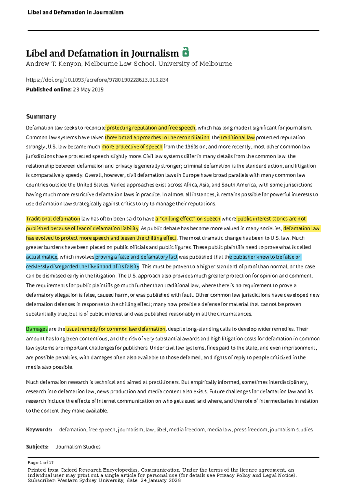 Libel and Defamation in Journalism: Balancing Reputation and Free ...