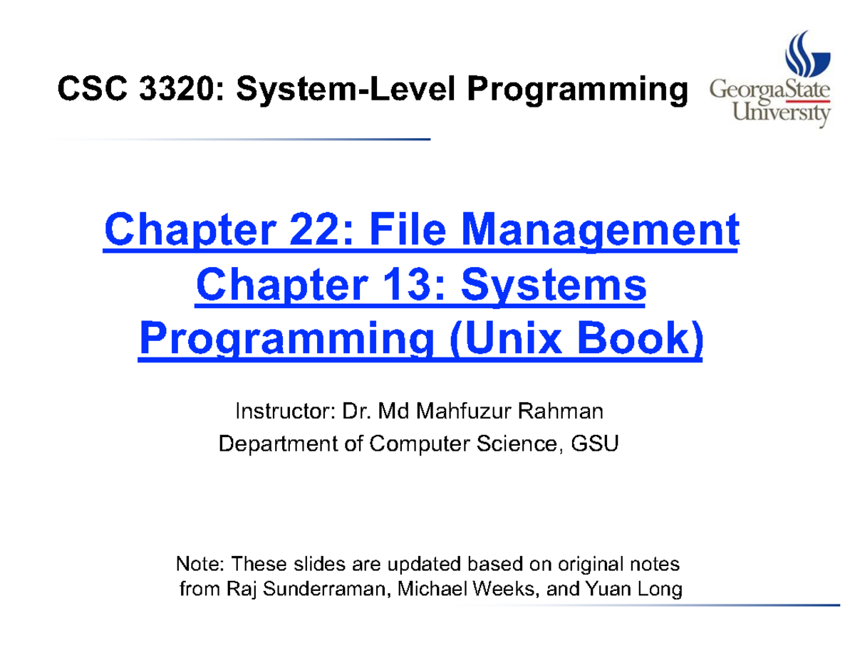 CSC 3320 Final Exam Study Notes: File Management in Unix Systems ...
