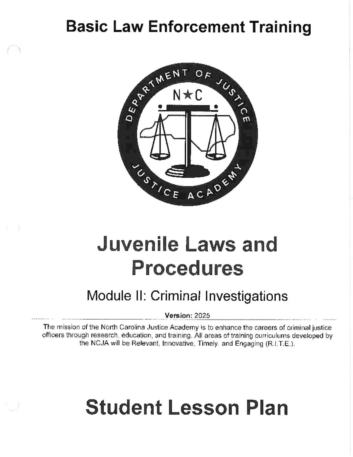 BLET: Juvenile Laws and Procedures - Module II: Criminal Investigations ...