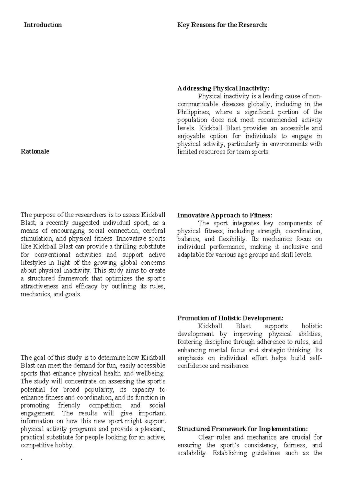 PE imrad - adadadadada - Introduction Rationale The purpose of the ...