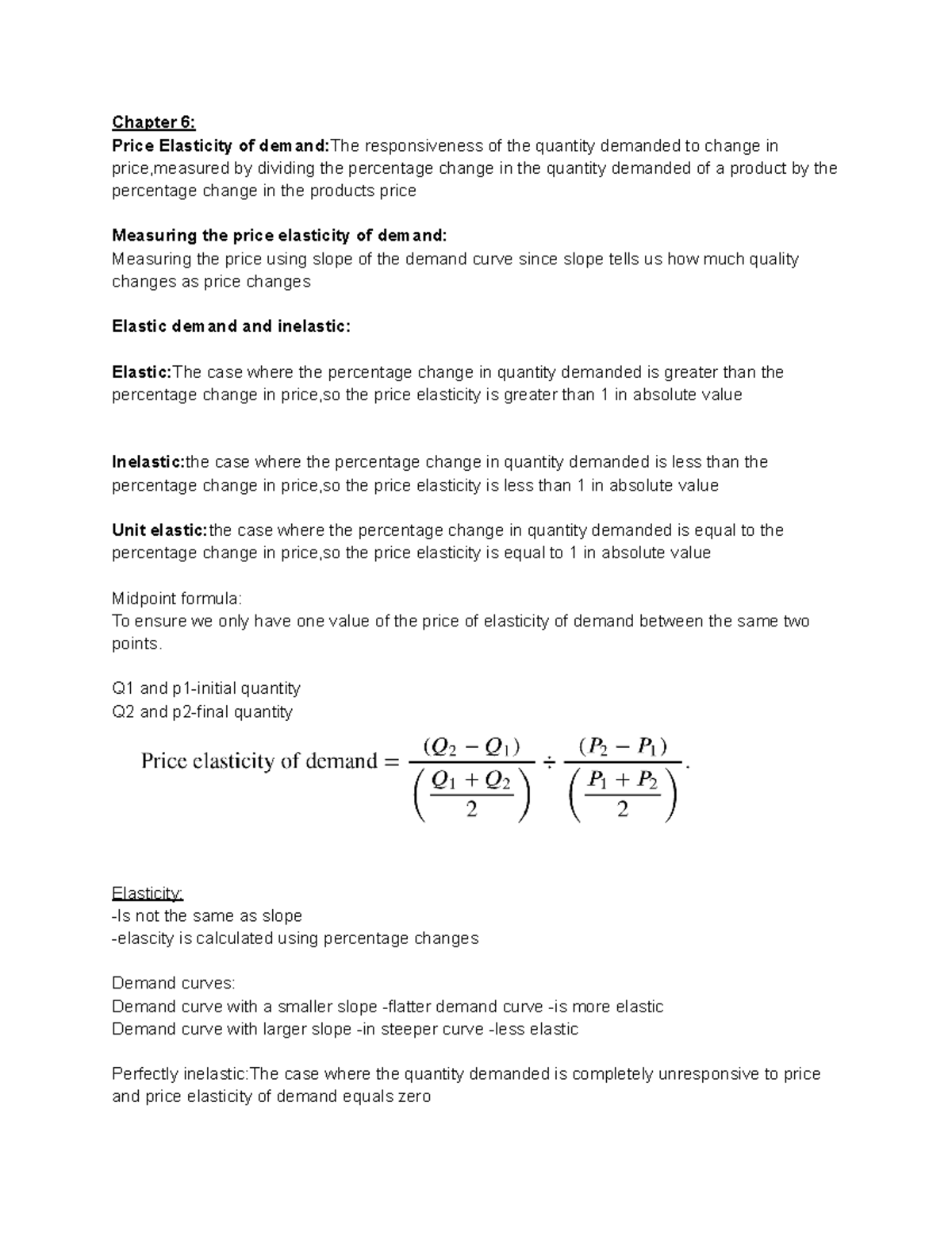 Chapter 6: Price Elasticity of Demand - Key Concepts and Notes - Studocu
