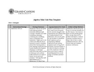 SPD-470-D-T7-Algebra Unit Plan BAR Template - Algebra Mini-Unit Plan ...