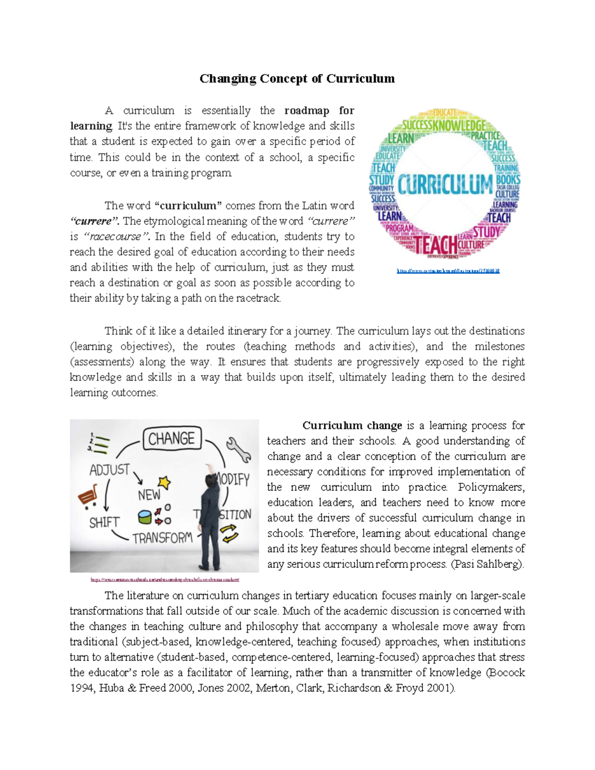 Changing Concepts of Curriculum: Understanding and Implementing Change ...
