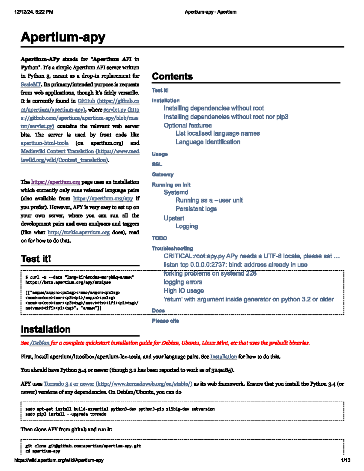 Apertium APy Documentation - 6:22 PM Apertium stands for API in a simple Apertium API server ...