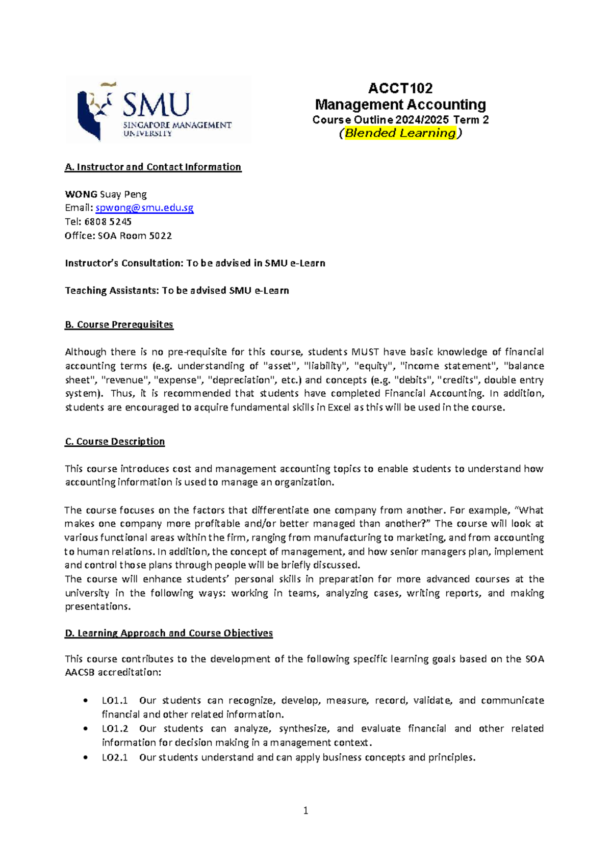 ACCT102 Management Accounting Course Outline 2024-25 Term 2 - Studocu