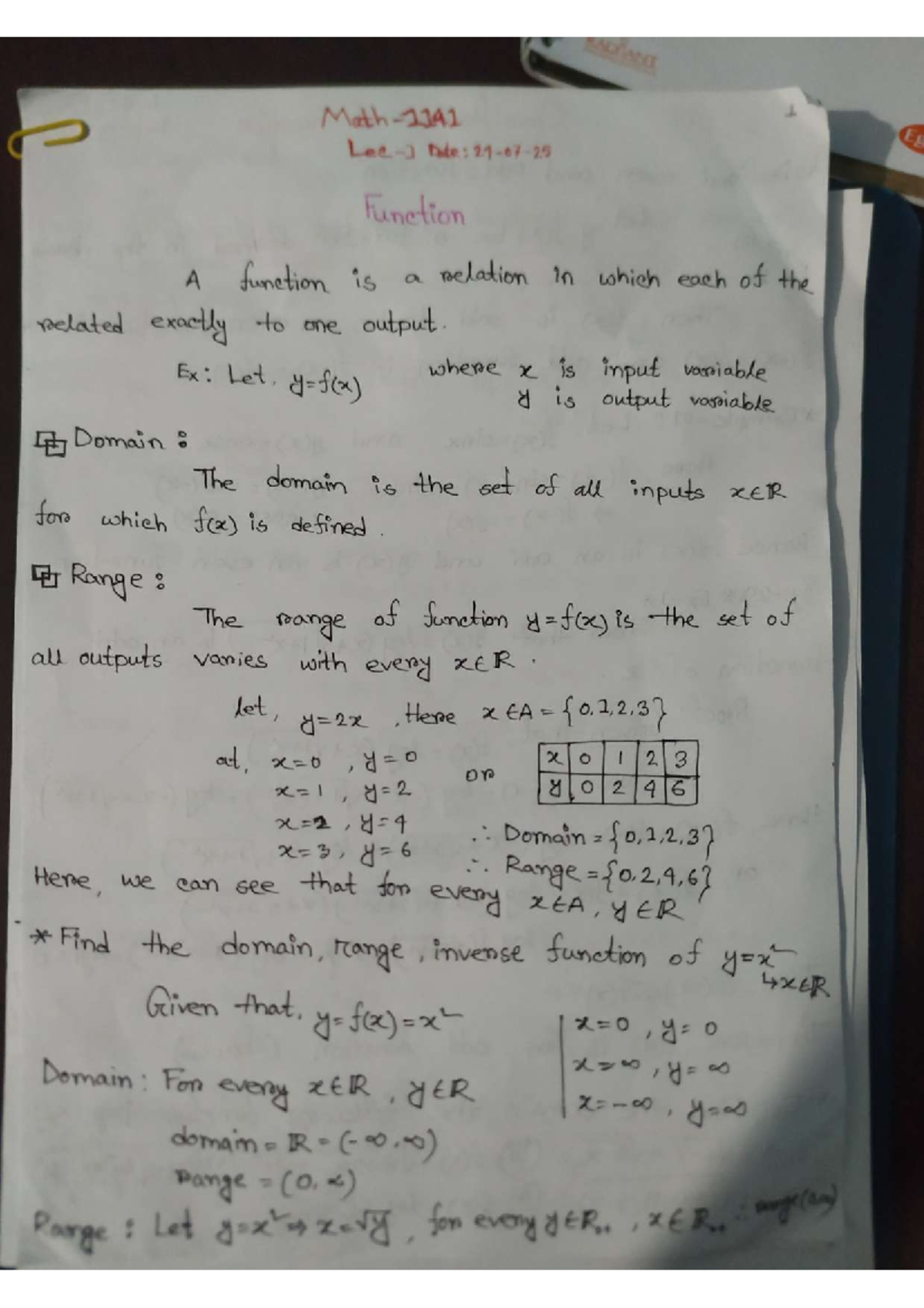 Function Concepts: Domain, Range, and Inverse Functions (MATH101) - Studocu