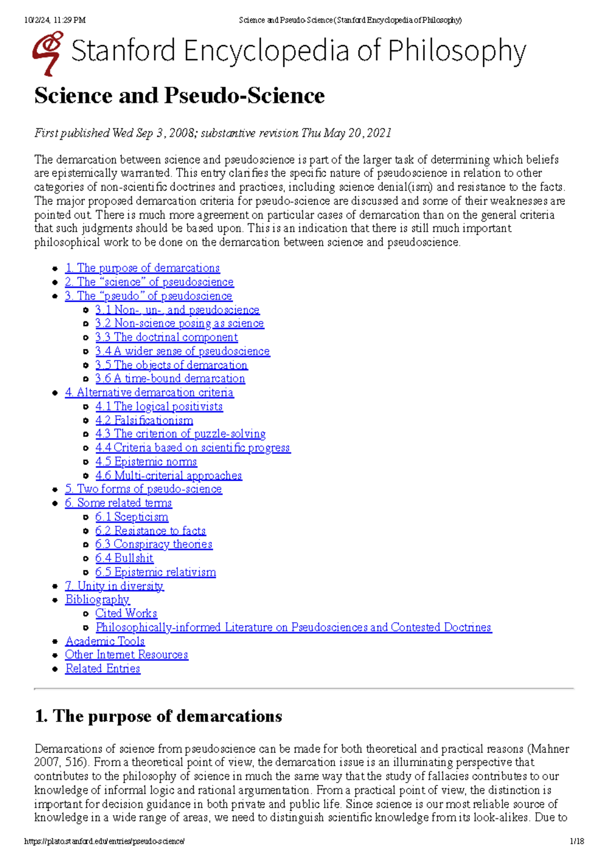 Demarcation of Science vs. Pseudoscience: An Analysis (PHIL 101) - Studocu