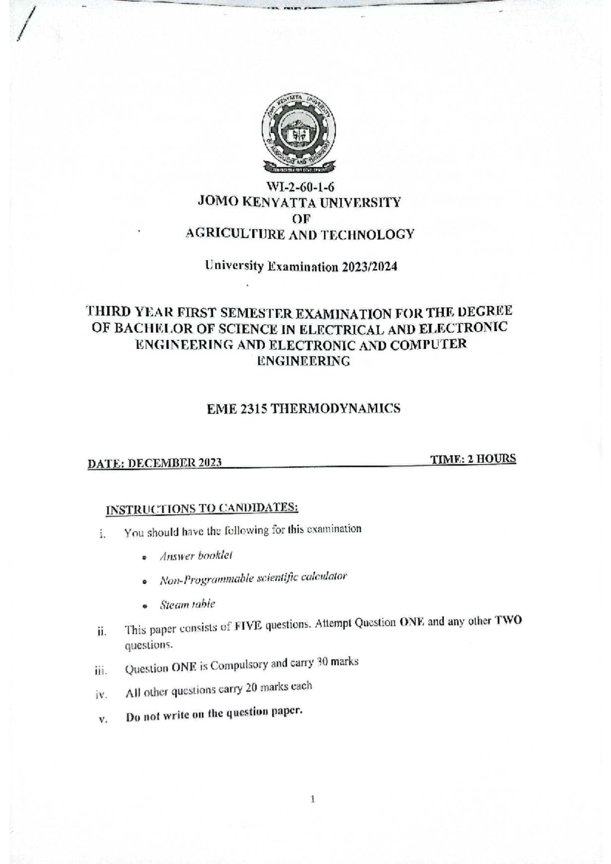 EME 2315 Thermodynamics Final Exam Notes - December 2023 - Studocu