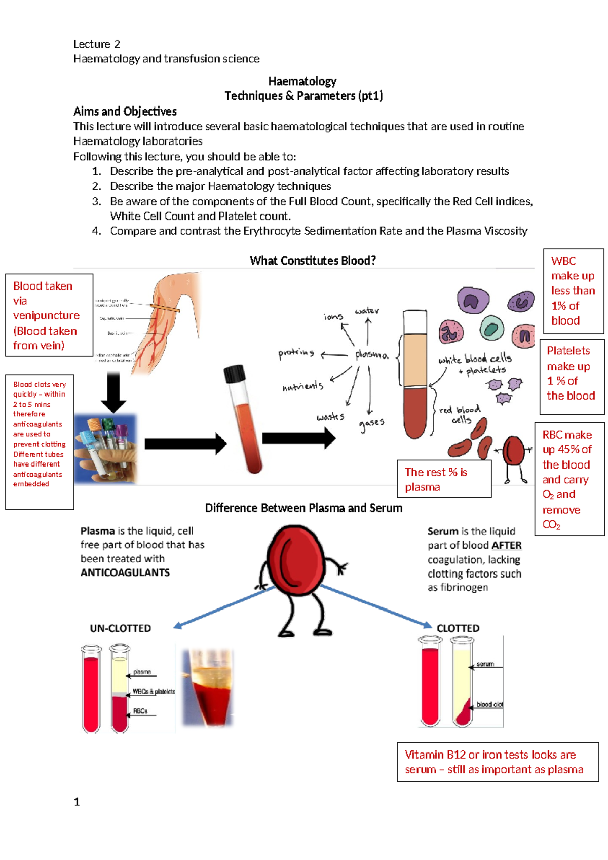 Lecture 2: Haematology Techniques & Parameters Overview - Studocu