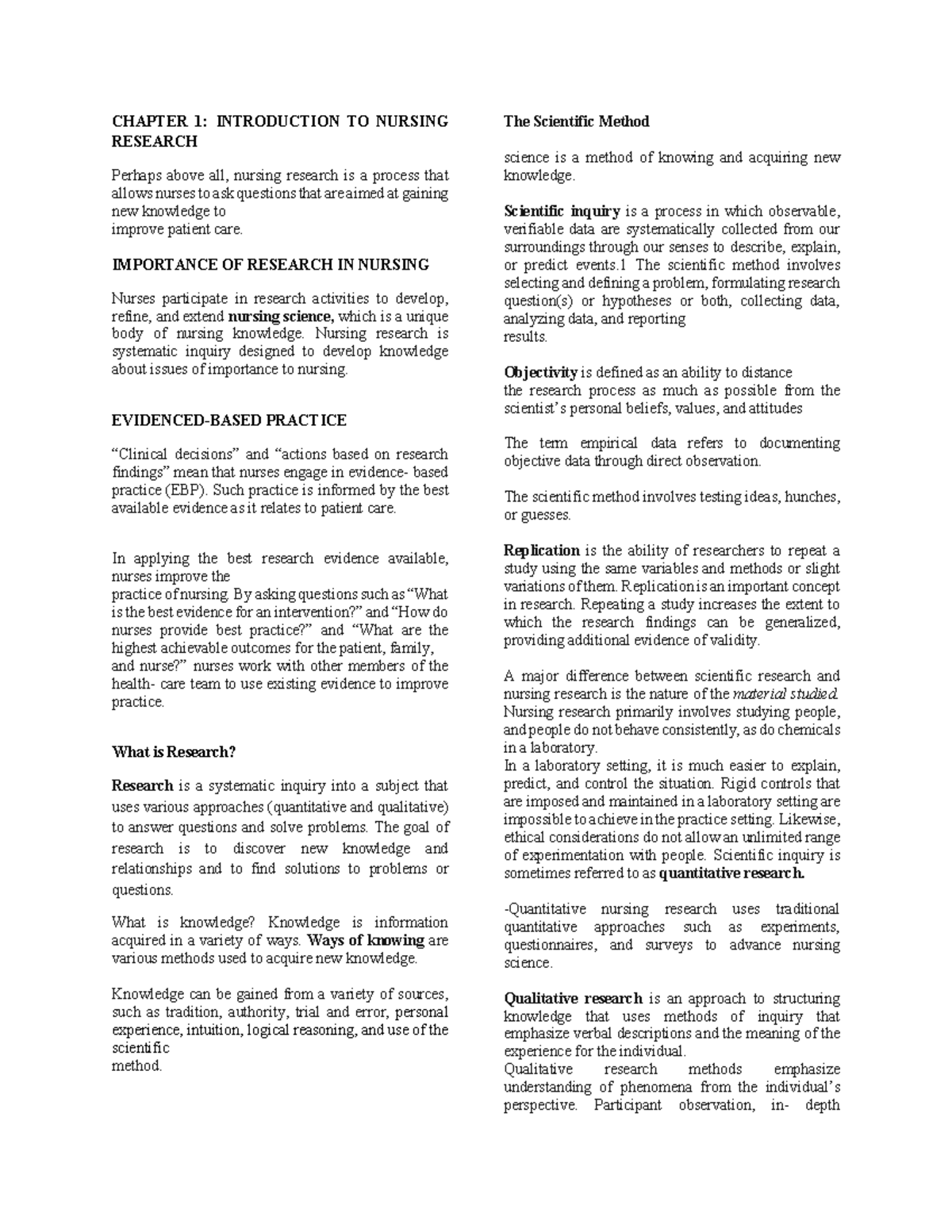 NUR 101: Research Notes for Midterm Exam on Nursing Research - Studocu