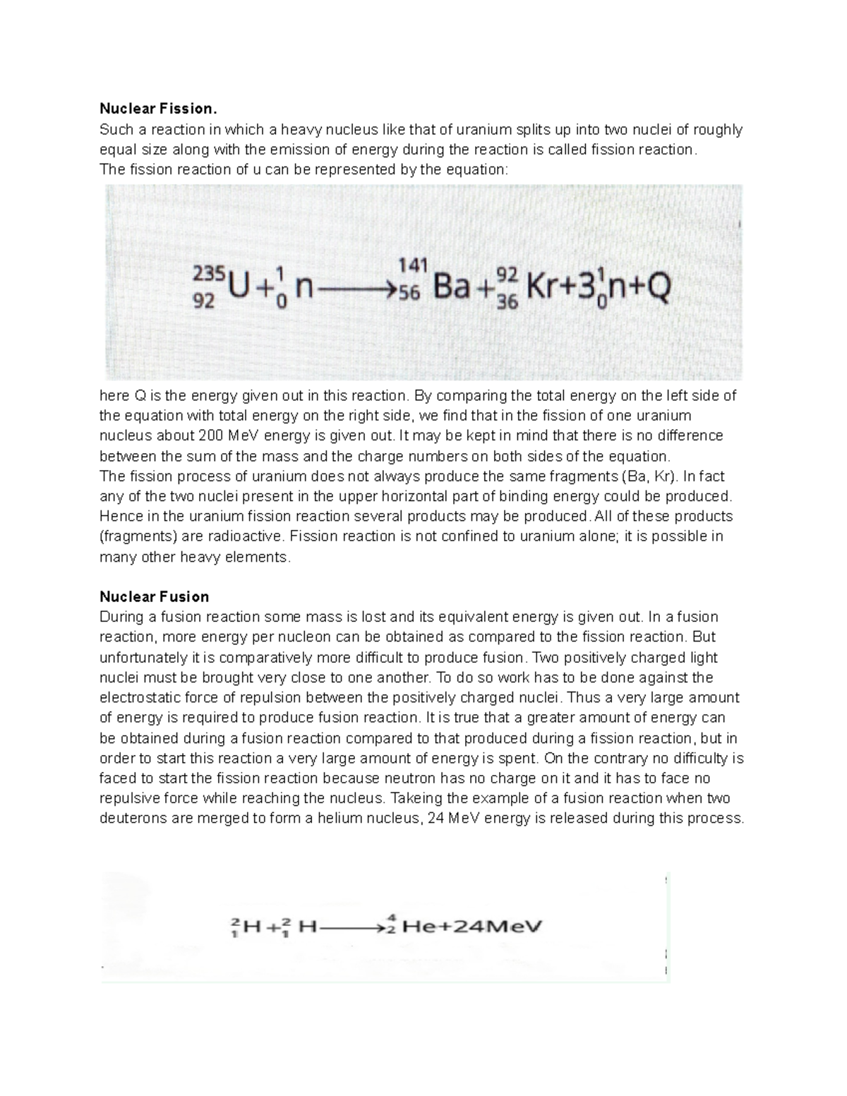 Nuclear Fission And Fusion Worksheet