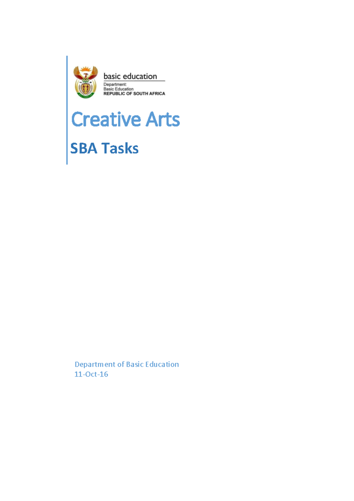 Grade 7 Creative Arts SBA Tasks & Assessment Guidelines - Studocu