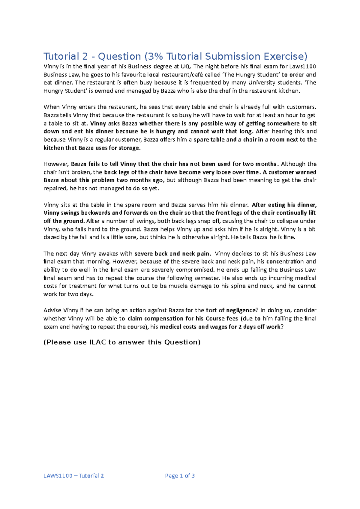 Tutorial 2 Answers - Tutorial 2 - Question (3% Tutorial Submission ...