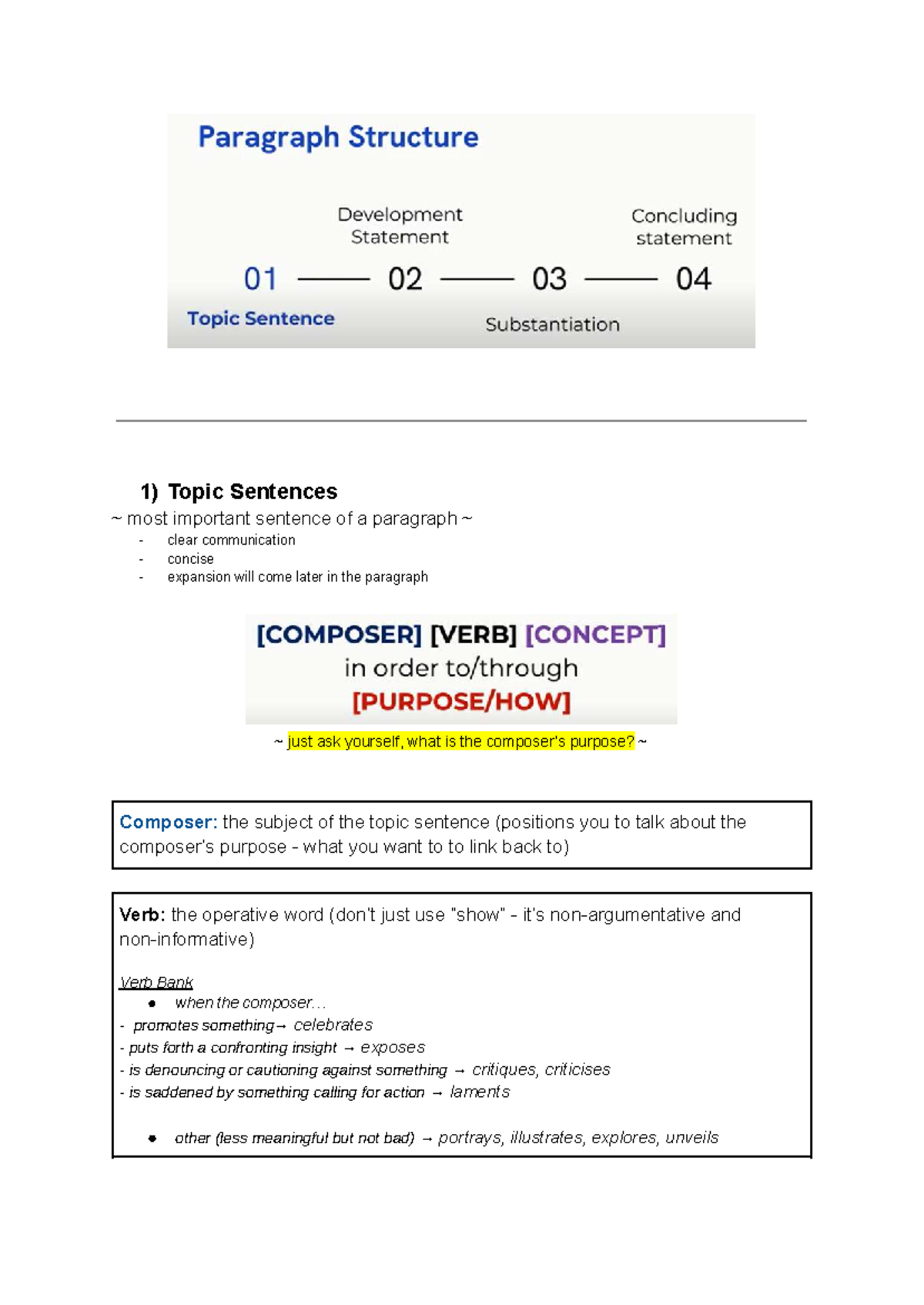 Typical Paragraph Structure: Topic Sentences and Their Purpose - Studocu
