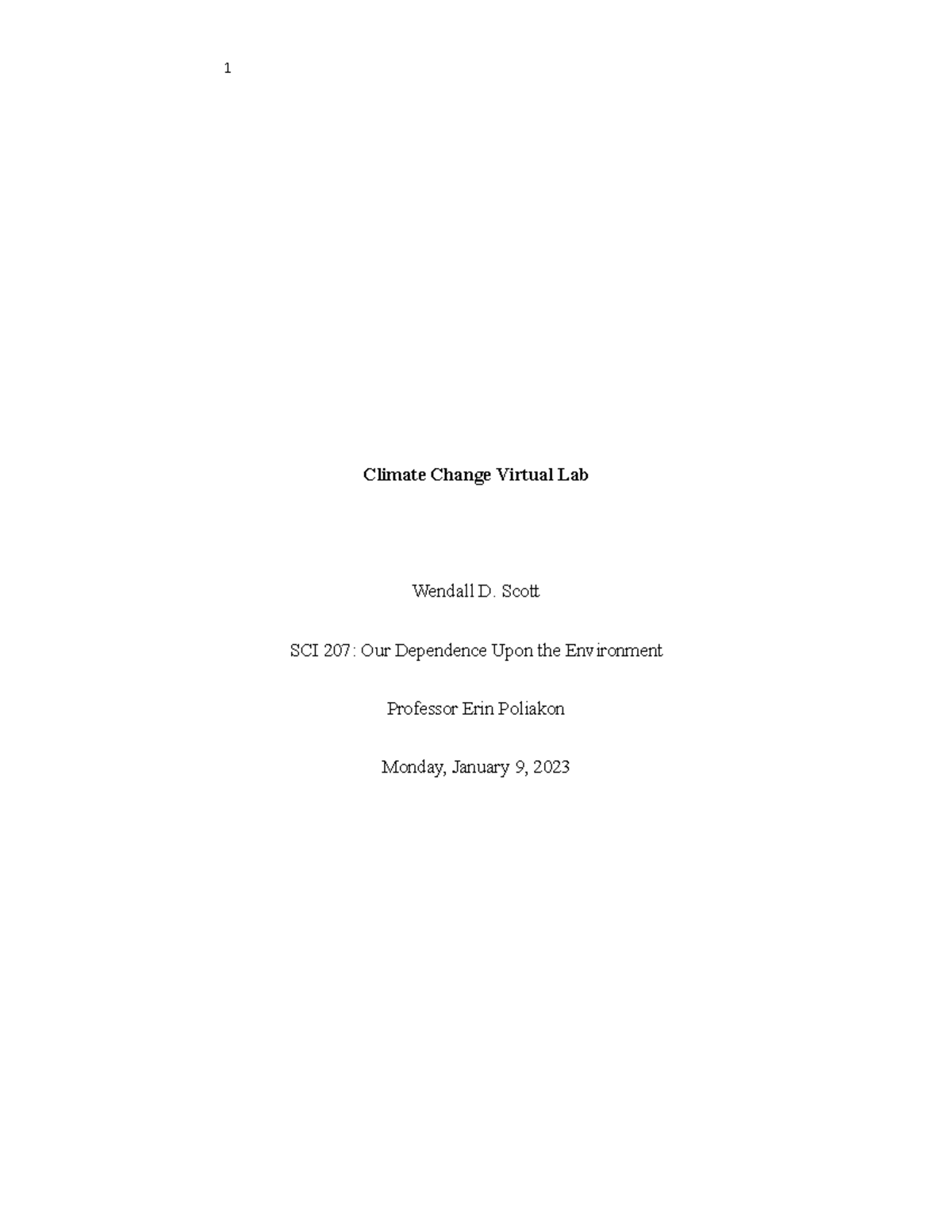 Climate Change Virtual Lab Analysis - SCI 207 Final Report - Studocu