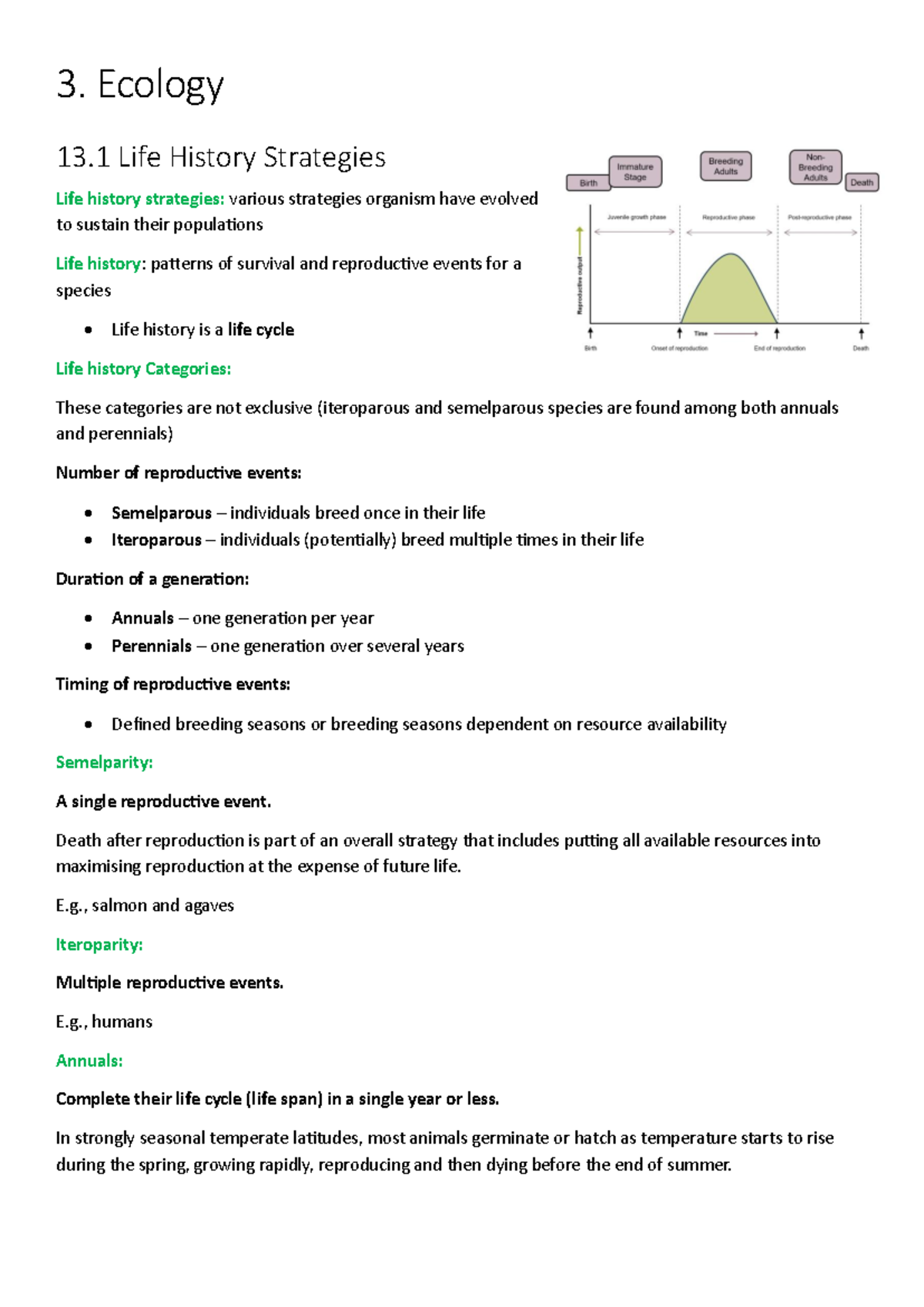 3. Ecology 13.1 Life History Strategies and Population Dynamics Notes ...