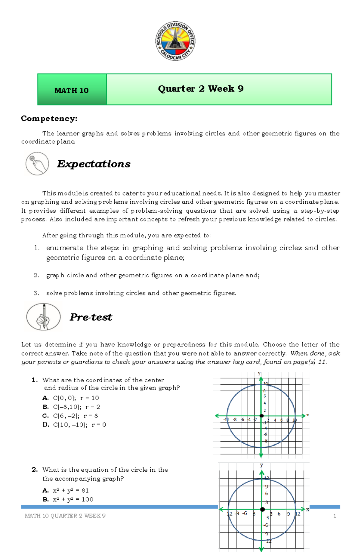 Math 10 Qrt2 week 9 - Competency: The learner graphs and solves ...