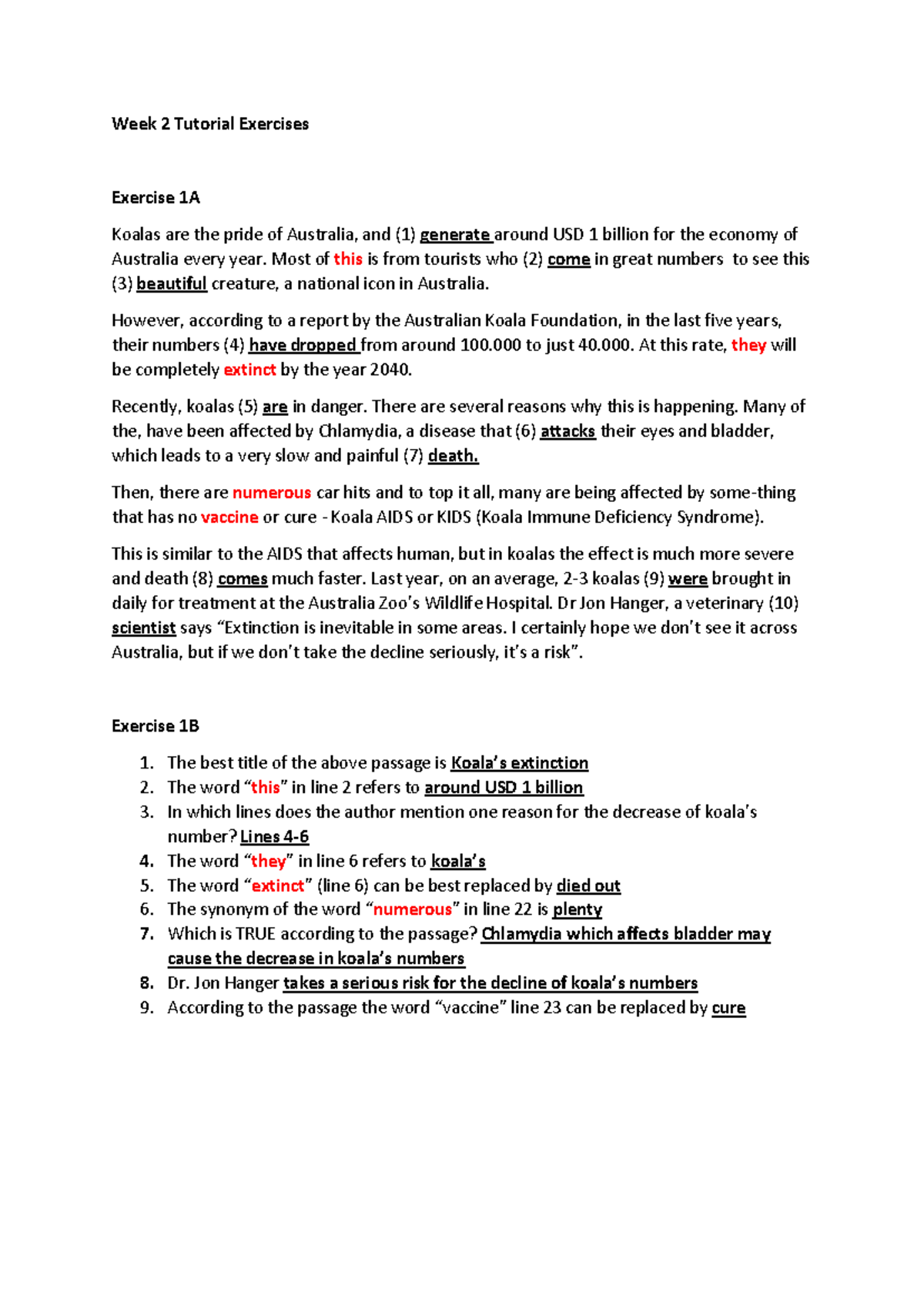 IPB110F - Week 2 Tutorial Exercises on Koalas and Giant Pandas - Studocu