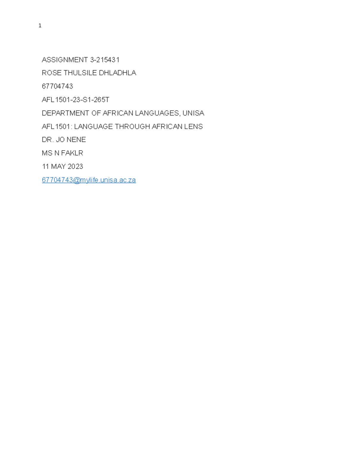 AFL1501 Ass3 - Understanding Family Influence on Culture - S1 2023 ...