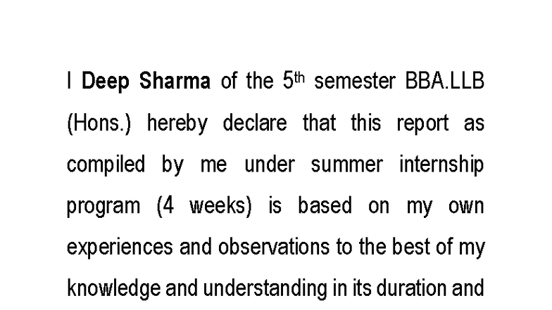 Summer Internship Report - BBA.LLB (Hons.) 5th Sem - Studocu