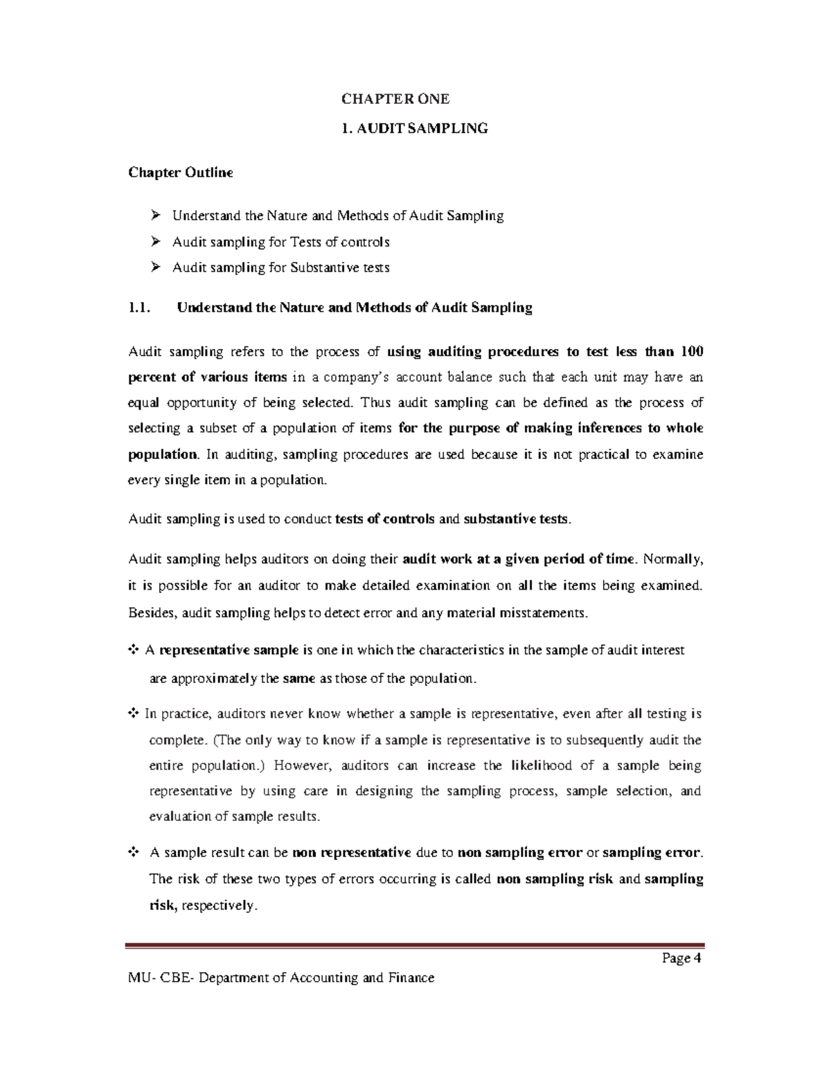 Chapter 1: Comprehensive Guide to Audit Sampling Methods - Studocu