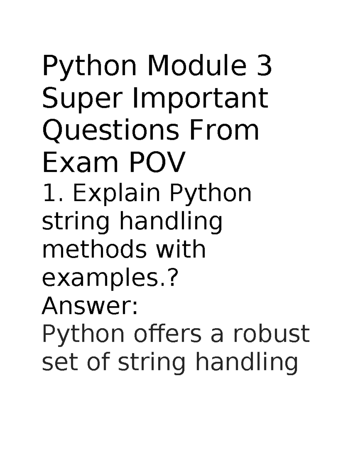 Python - it is not help ful to other so sorry - Python Module 3 Super Important Questions From ...
