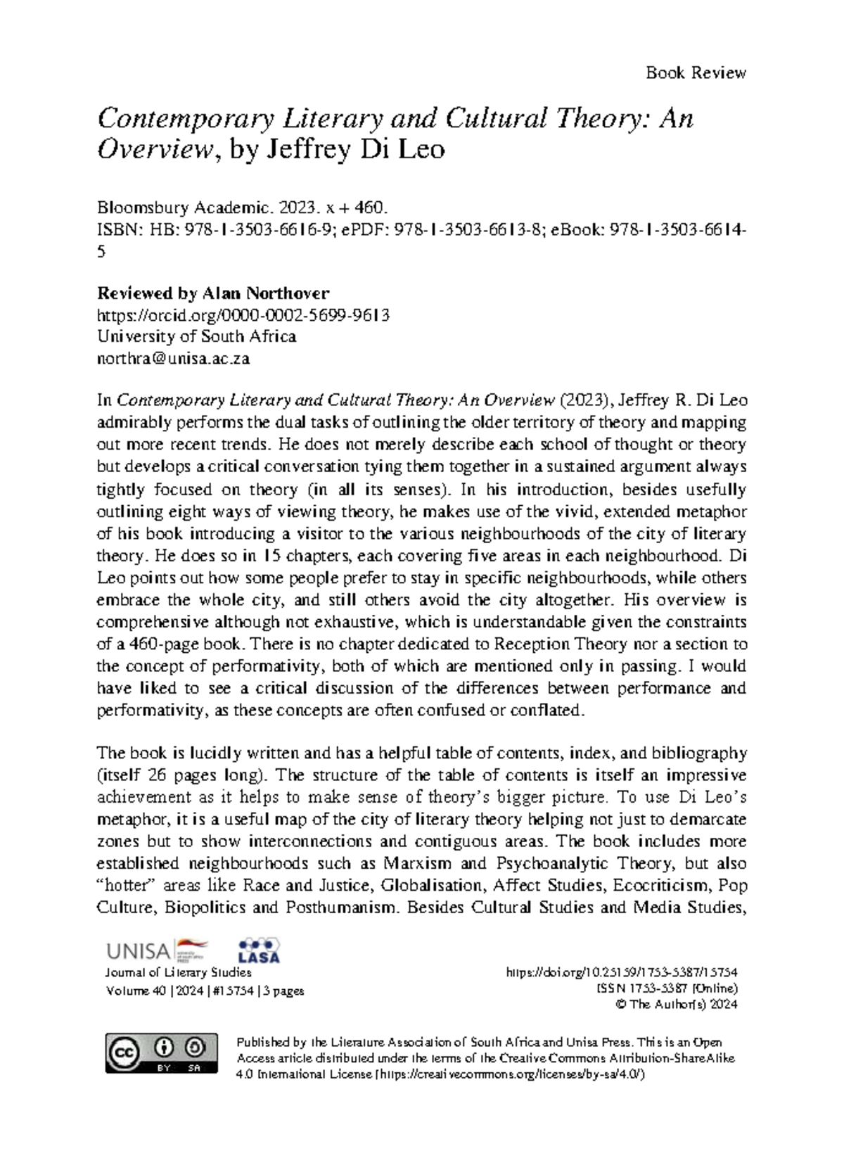 Book Review: Contemporary Literary & Cultural Theory (ENG 15754) - Studocu