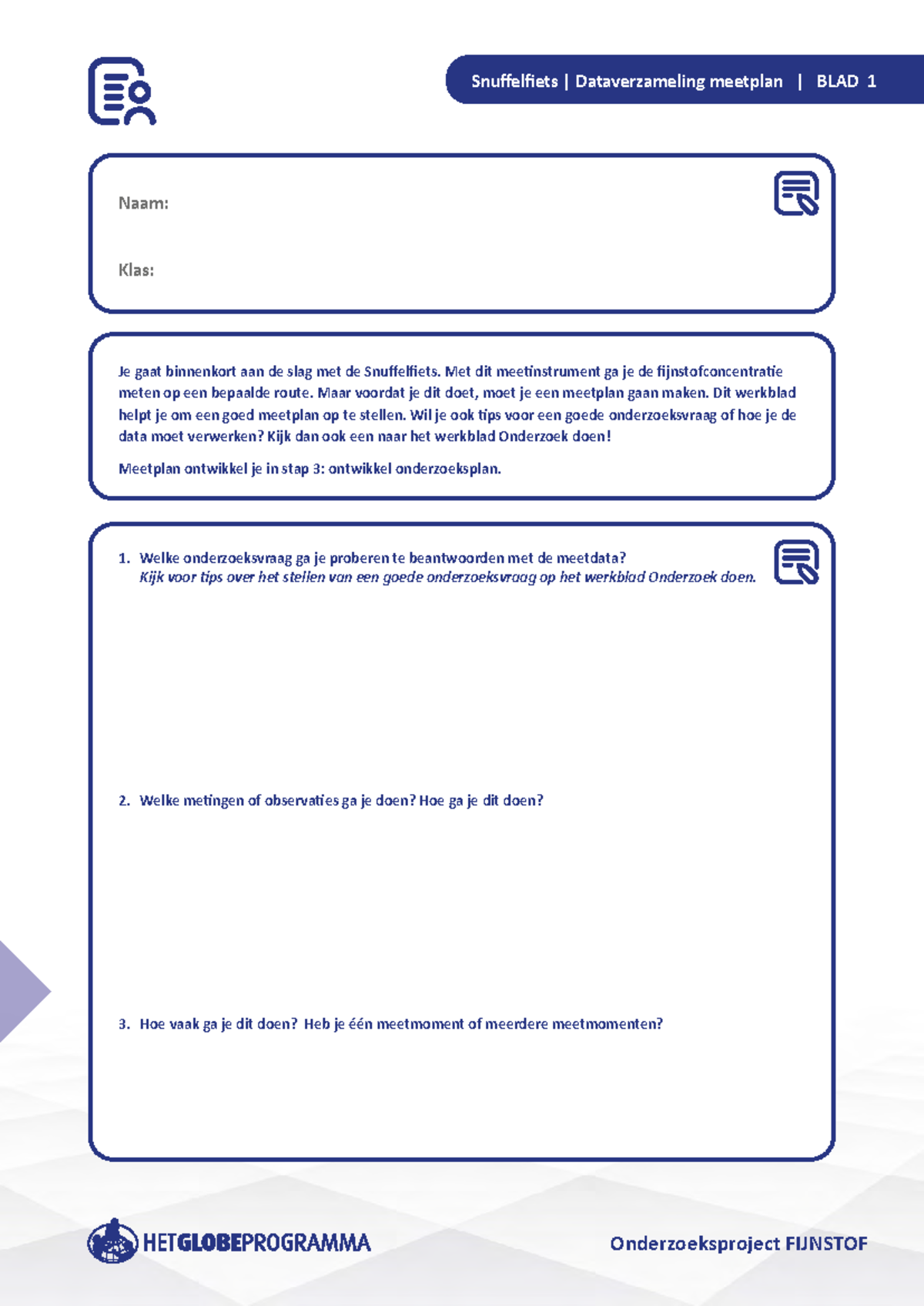 Fijnstof Meetplan Dataverzameling voor Snuffelfiets Project - Studeersnel
