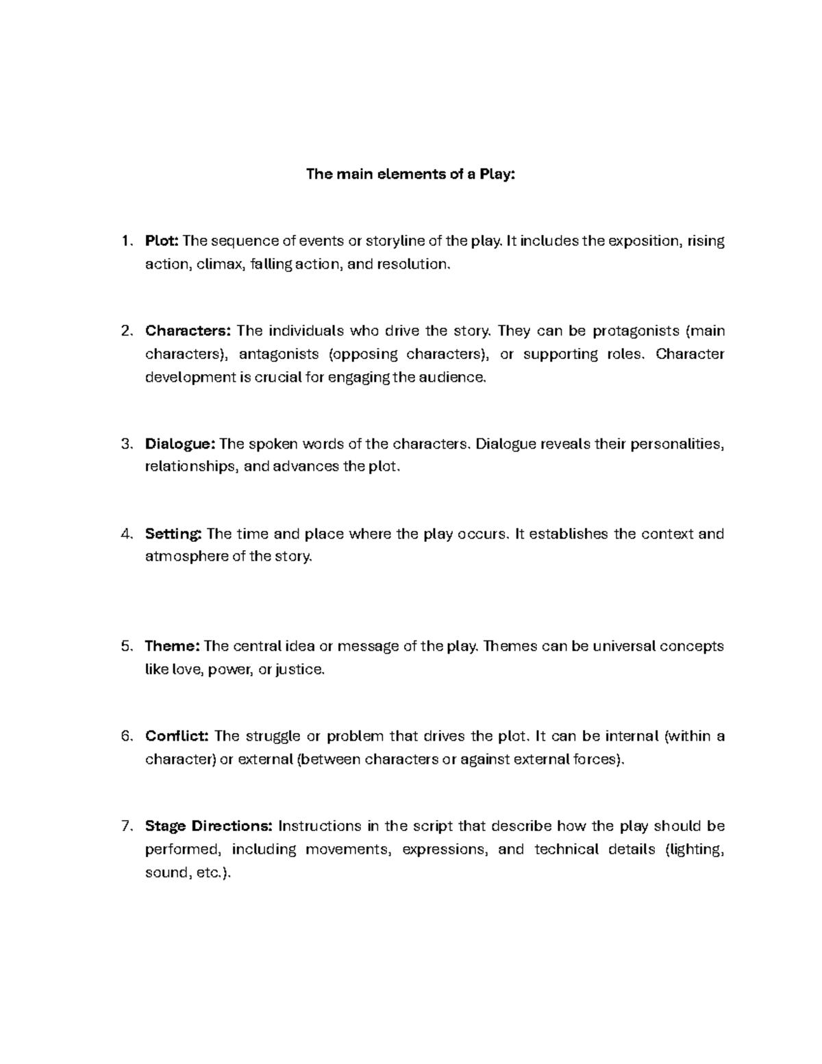 Elements of a Play: Key Components Explained (ENG101) - Studocu