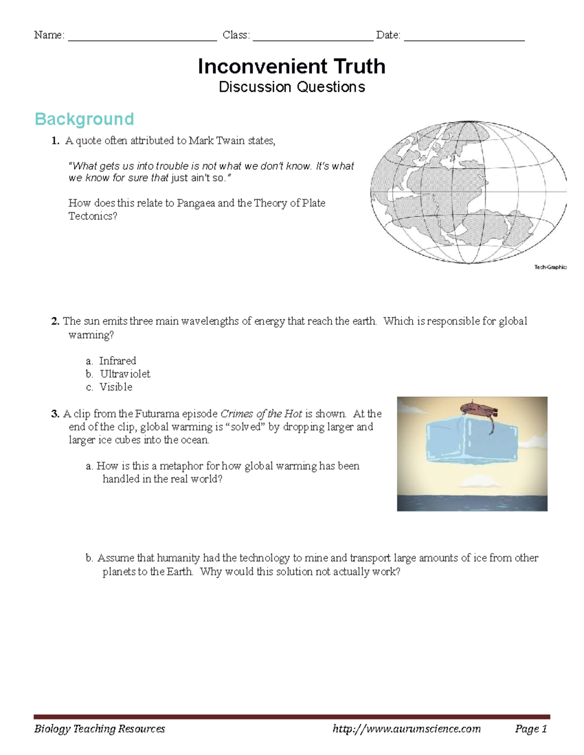 Introduction to Environmental Science: Inconvenient Truth Coursework ...