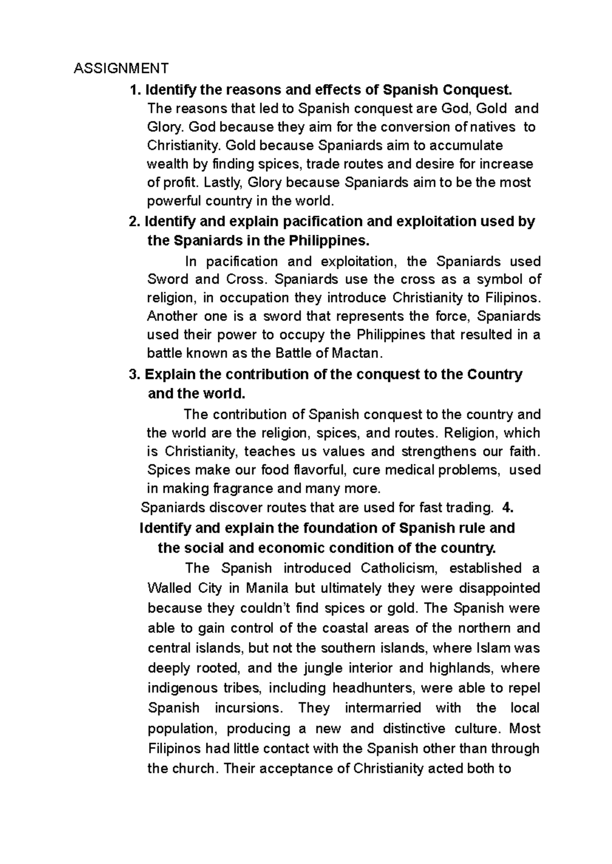 Spanish Conquest - Grade: a+ - Readings in Philippine History - Studocu